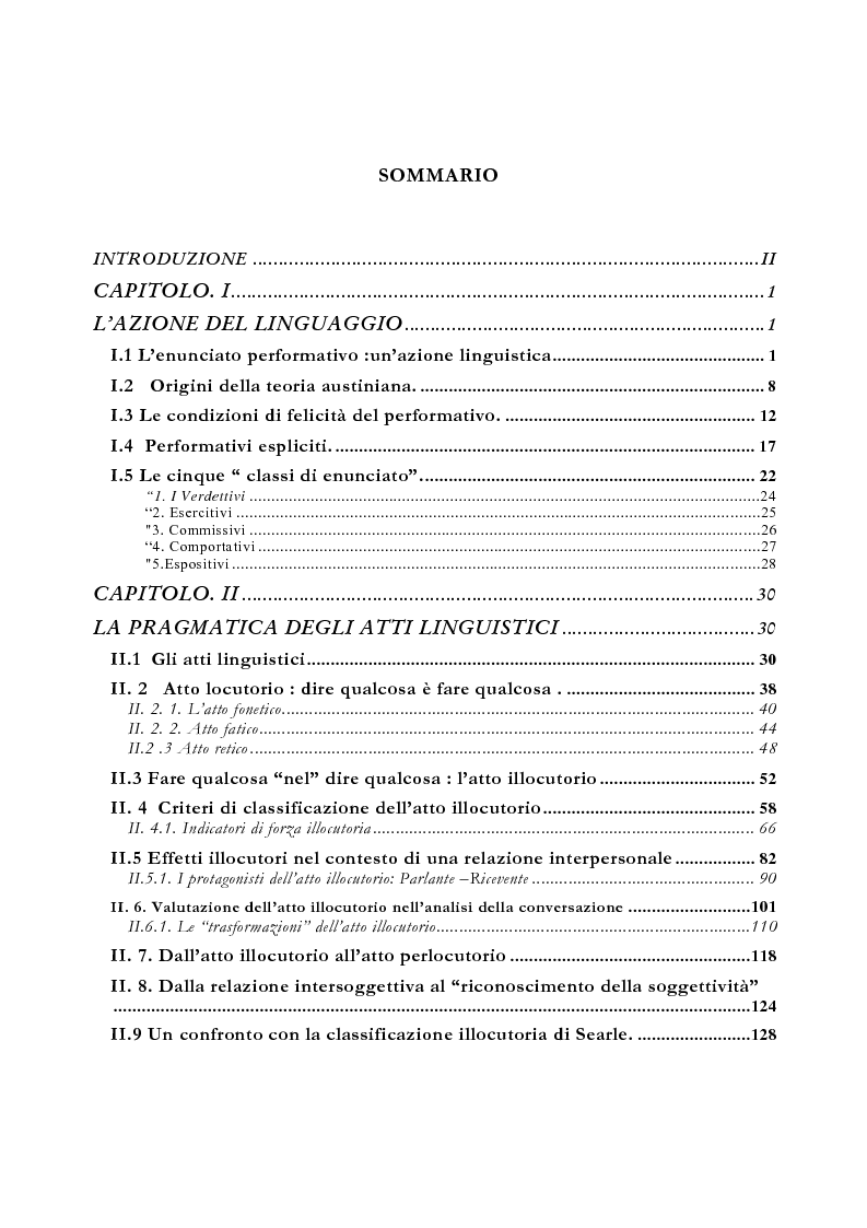 Indice - Tesi - La pragmatica linguistica. Austin e Grice