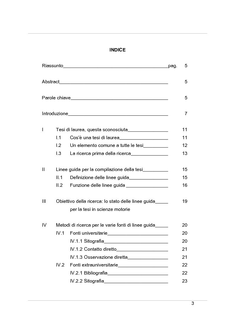 Quadro delle linee guida per la compilazione della tesi in scienze ...