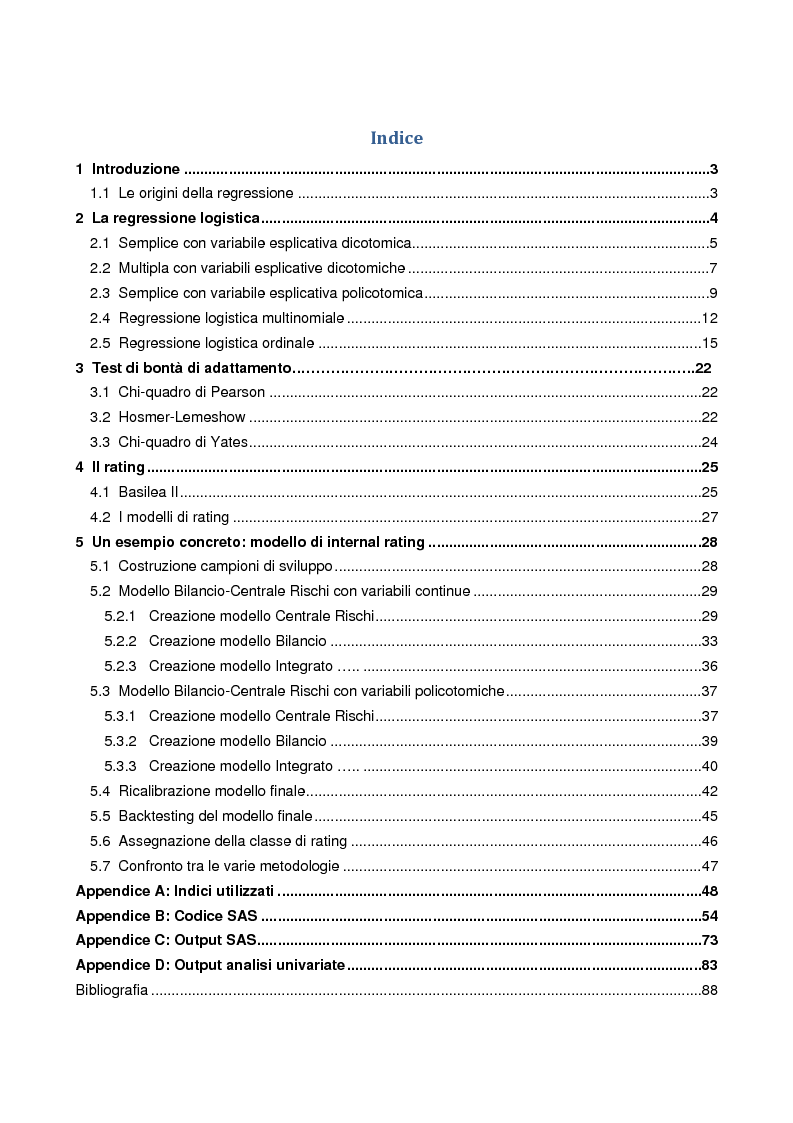 Indice - Tesi - La regressione logistica e un esempio concreto: un ...